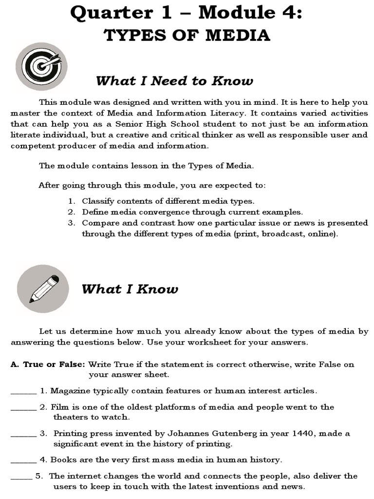 Grade 12 - MIL - Q1 - Week4 Final Edit | PDF | Mass Media ...