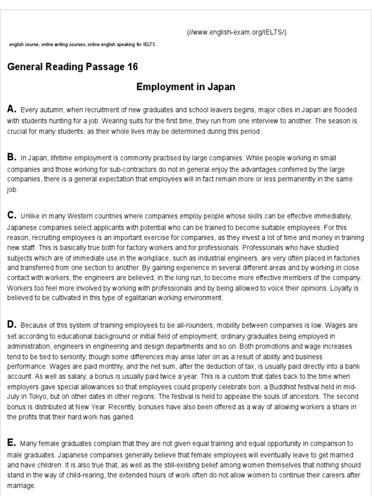 IELTS Reading Sample (General) 6 | PDF | Employment | International ...