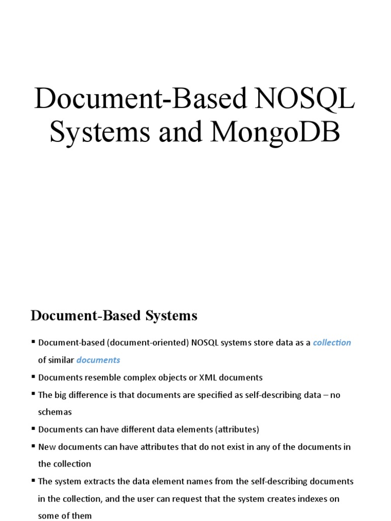02 - Document-Based and MongoDB | PDF | Mongo Db | Json