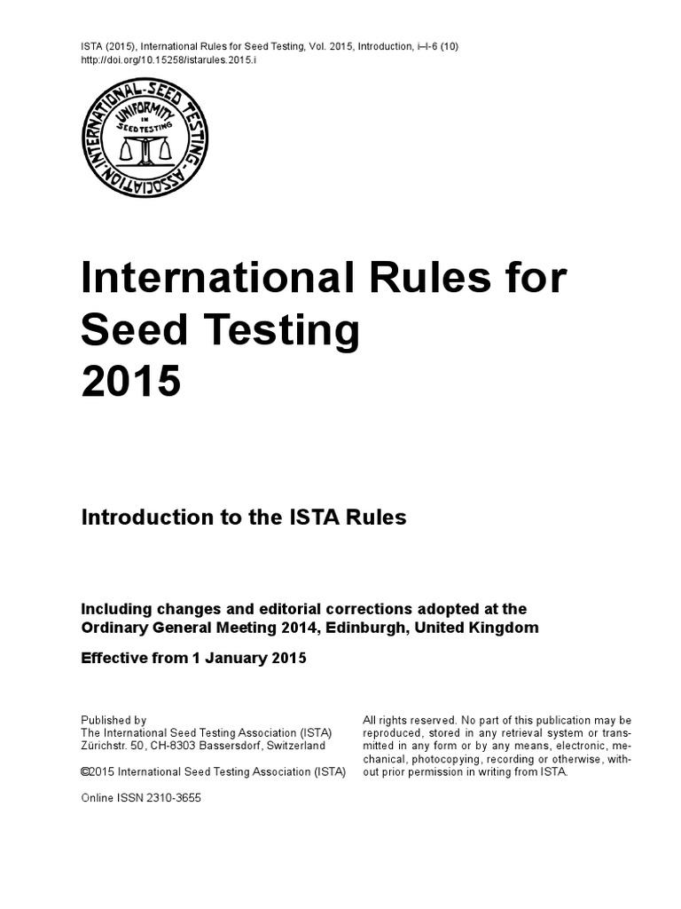 ISTA Rules 2015 00 Introduction | PDF | Plants