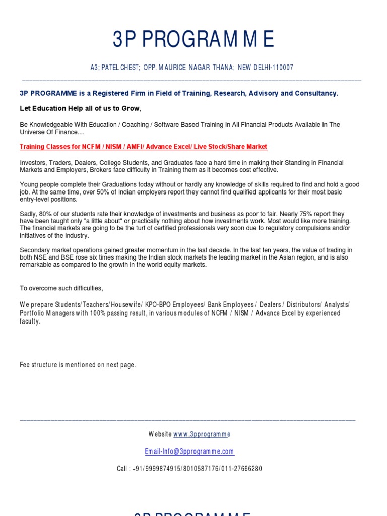 3P Programme: 3P PROGRAMME Is A Registered Firm in Field of Training ...