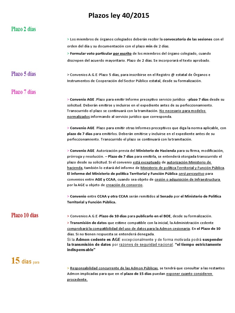 Plazos Ley 40/2015 | PDF | Estatuto de limitaciones | Justicia