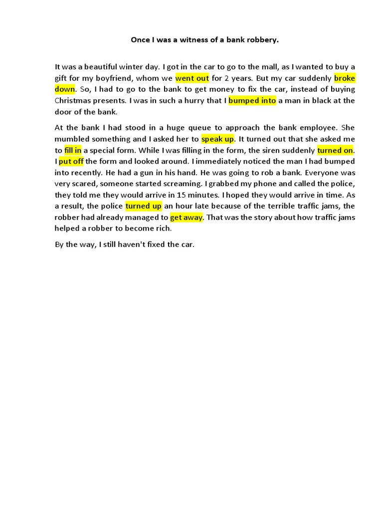 Witnessing a Bank Robbery Incident | PDF