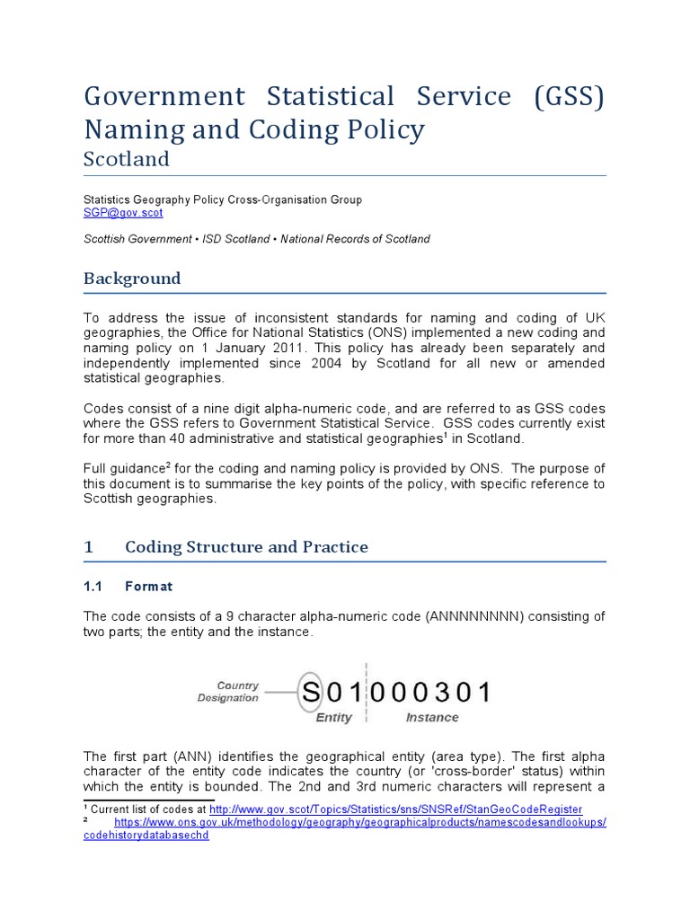 Government Statistical Service (GSS) Naming and Coding Policy Scotland ...