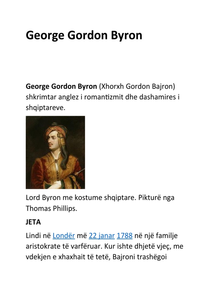 George Gordon Byron (Xhorxh Gordon Bajron) | PDF