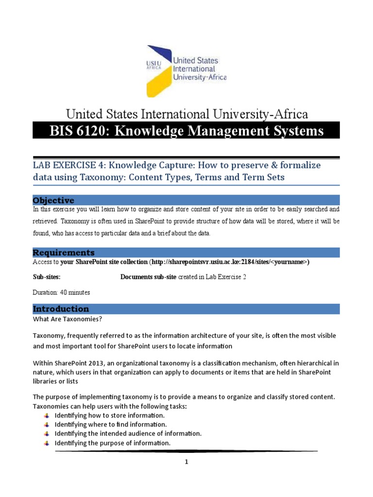 Lab 4 - Knowledge Storage | PDF | Share Point | Information