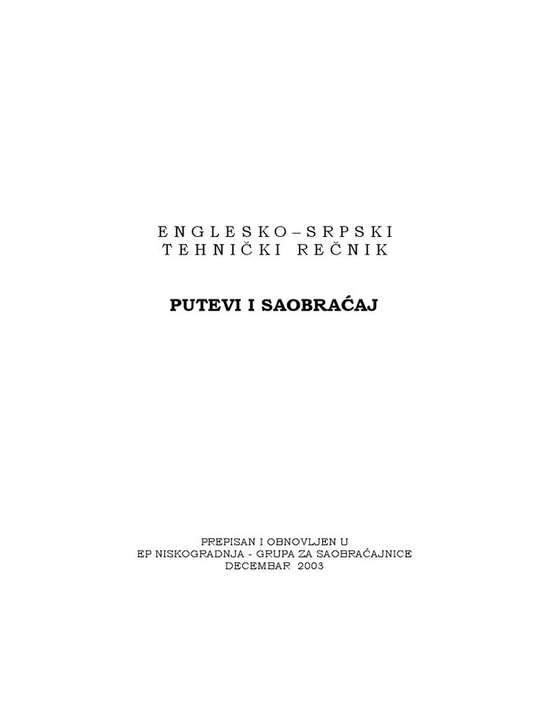 Recnik Za Puteve I Saobracaj | PDF