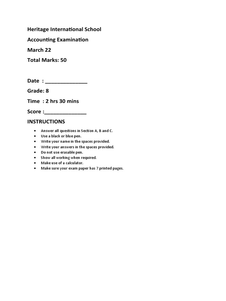 Grade 8 Accounting Examination | PDF | Debits And Credits | Economies