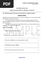 Grade 3 Admission Test Sample Paper | PDF