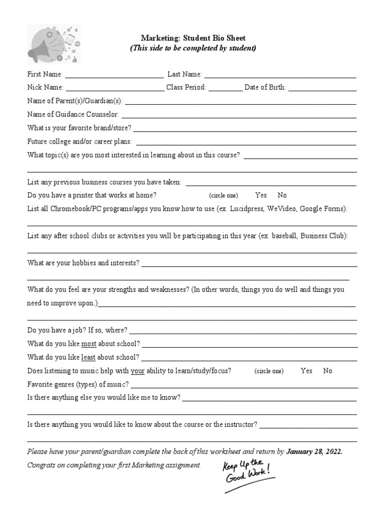 Marketing Bio Sheet | PDF | Communication