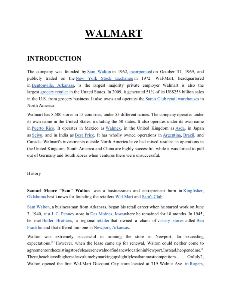 WALMART | PDF | Walmart | Retail