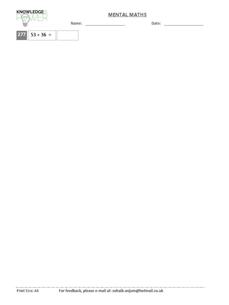 Maths Numbers Activity 2 - 5 | PDF