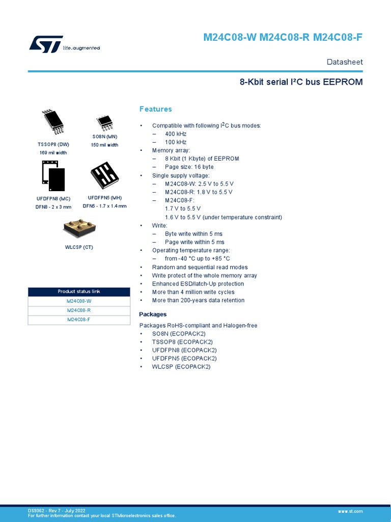 M24C08-W M24C08-R M24C08-F: 8-Kbit Serial I C Bus EEPROM | PDF | Transmission Control Protocol ...