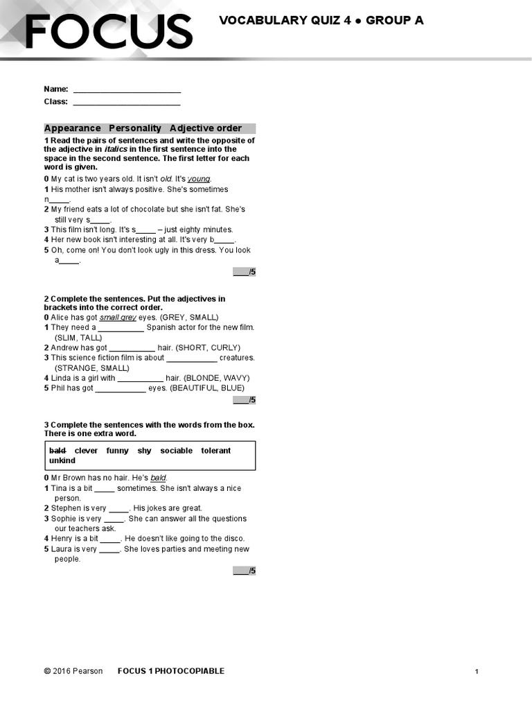 Vocabulary Quiz 4 A | PDF | Mystery, Thriller & Crime Fiction