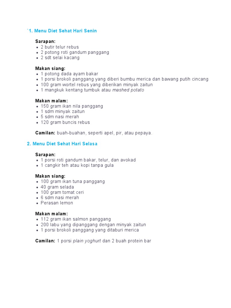 Menu Diet 1 Minggu | PDF | Kesehatan Holistik