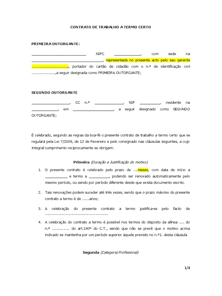 Contrato Trabalho - Termo Certo - 2015 | PDF | Férias trabalhistas | Direito Privado