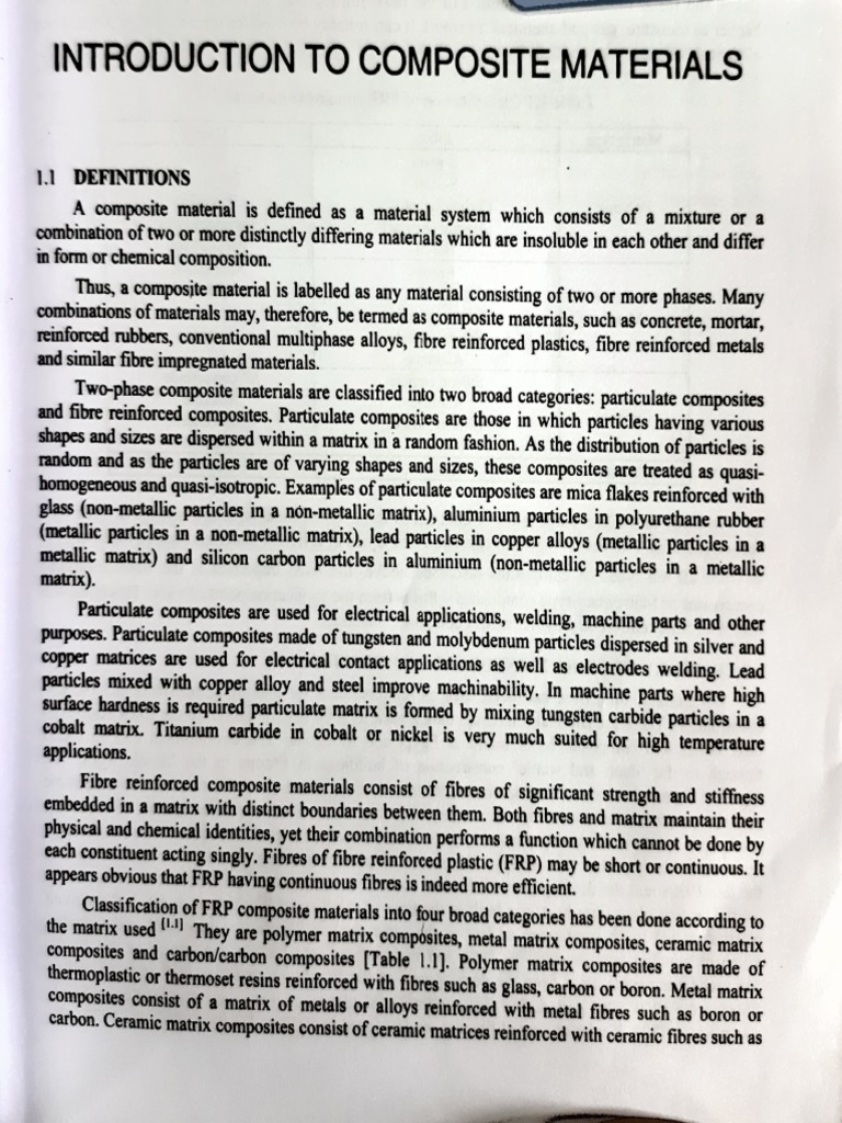 Introduction To Composite Materials: Definitions | PDF | Composite Material | Fibre Reinforced ...