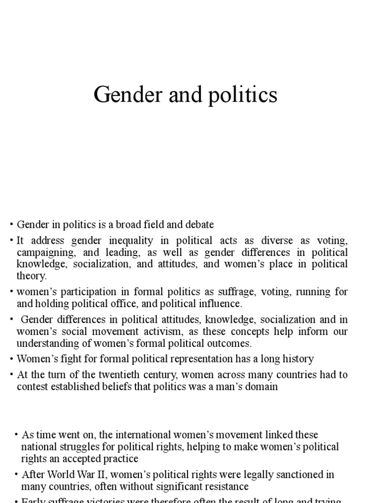 Gender and Politics | PDF | Woman | Gender