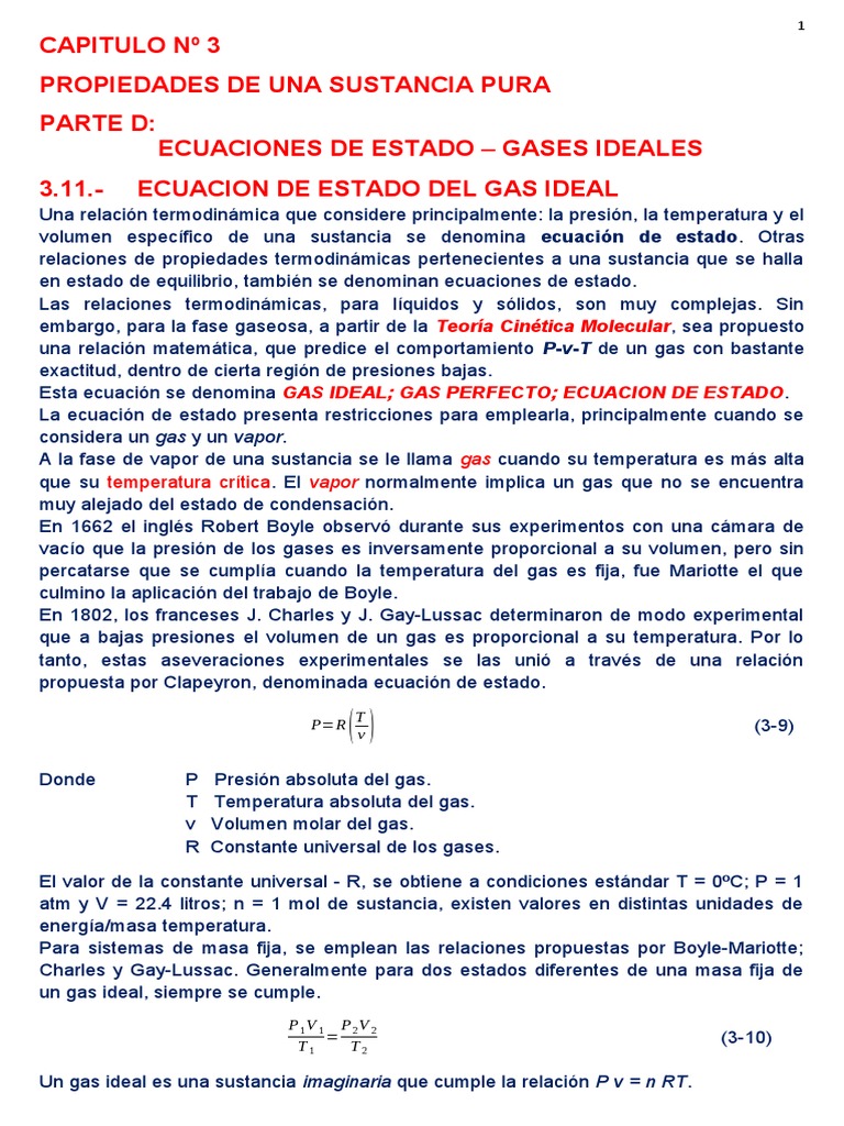 Capitulo #3 Parte D Ecuaciones de Gas Ideal | PDF | Gases | Naturaleza