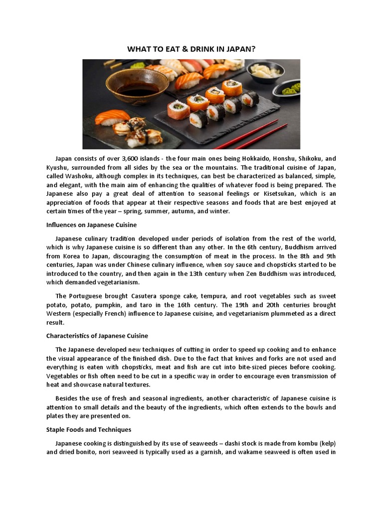 What To Eat and Drink at Japan | PDF | Japanese Cuisine | Sushi