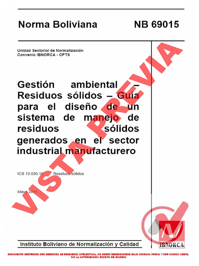 NB 69015 - 2011 - Gestion ambiental - Residuos solidos guia para el diseño de un SGIRS - IBNORCA ...