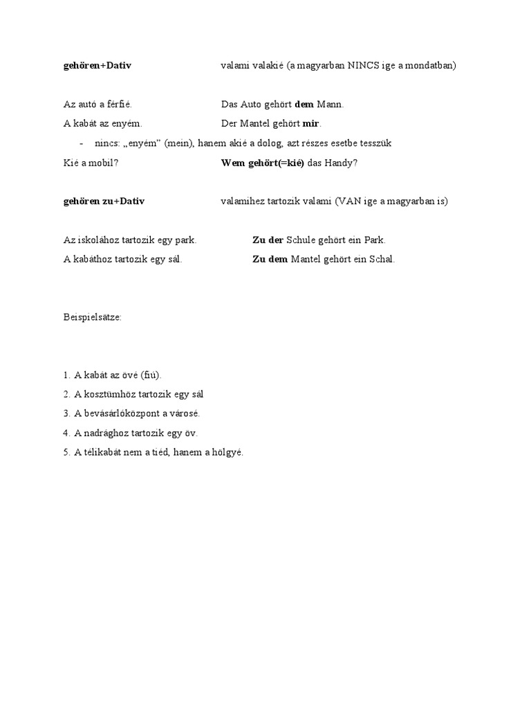 Gehören+D Gehören Zu+D | PDF