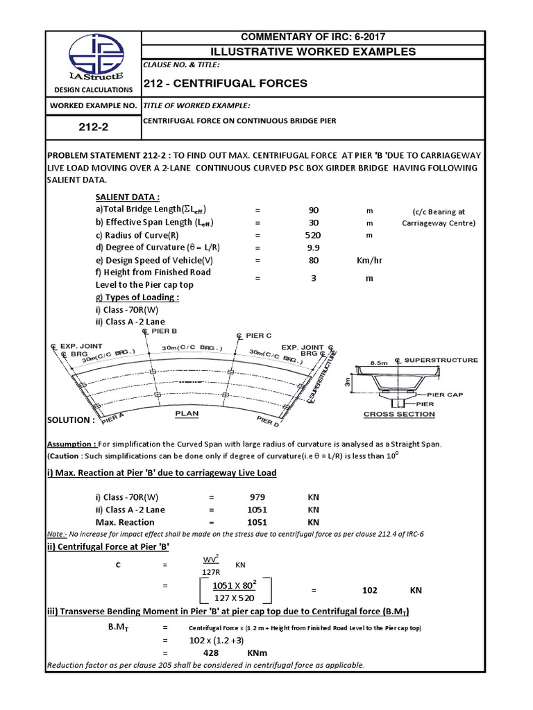 Illustrative Worked Examples: Worked Example No. Title of Worked Example: Centrifugal Force On ...