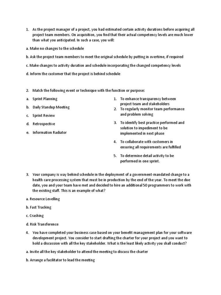 PMP Exam Test Example | PDF