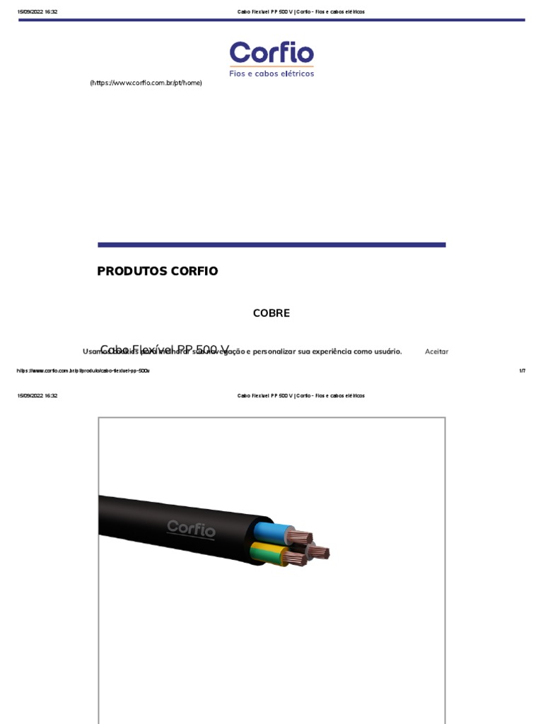 Cabo Flexível PP 500 V - Corfio - Fios e Cabos Elétricos | PDF ...