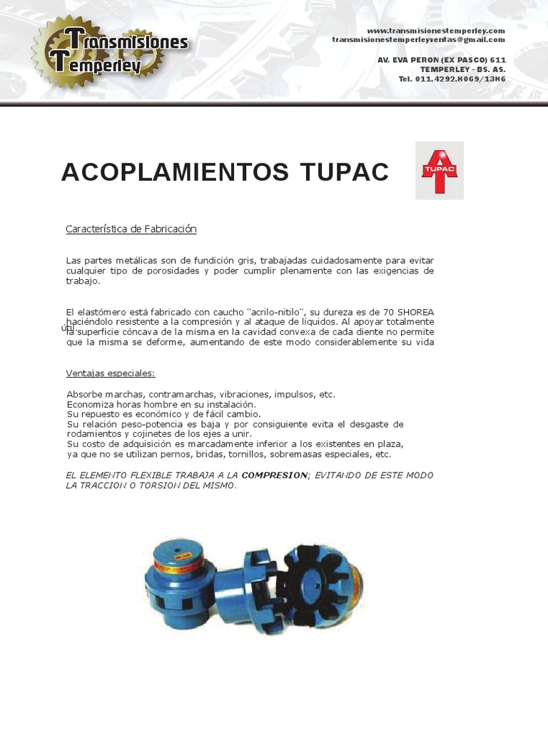 Acoplamientos TUPAC: Ventajas y Selección | PDF | Rodamiento (Mecánico ...