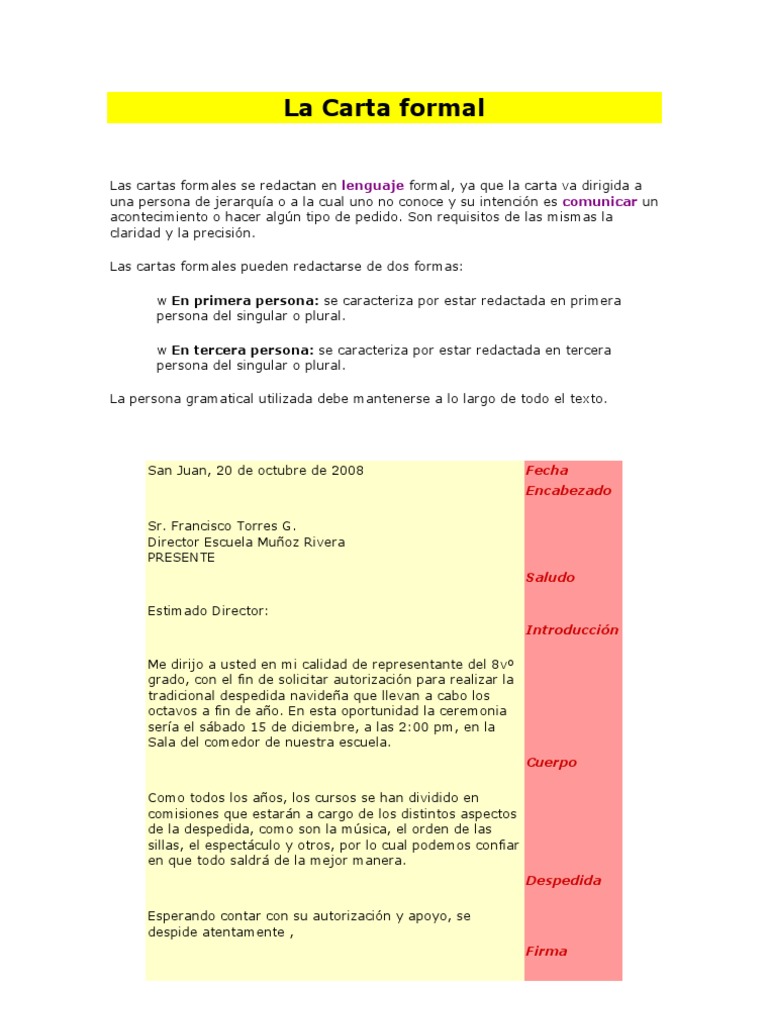 La Carta Formal | PDF | Escritura | Información