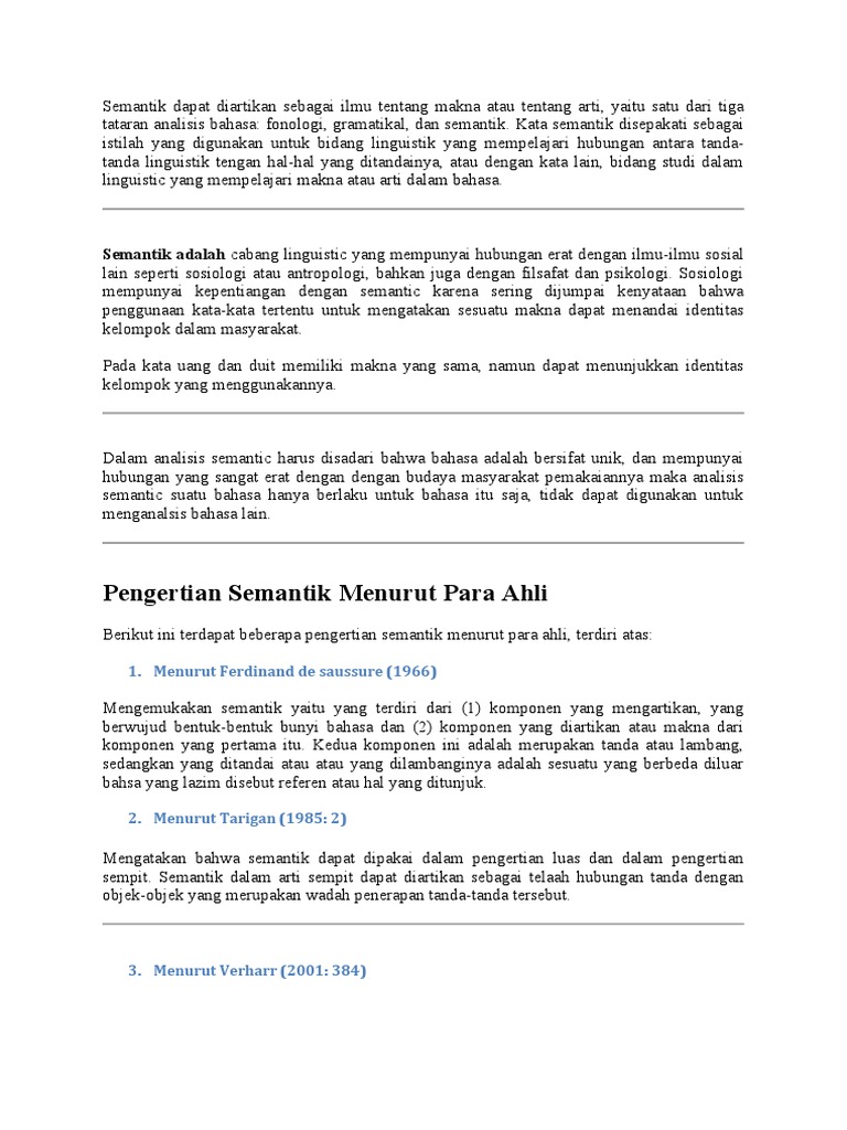 Semantik Dapat Diartikan Sebagai Ilmu Tentang Makna Atau Tentang Arti | PDF | Seni & Disiplin Bahasa