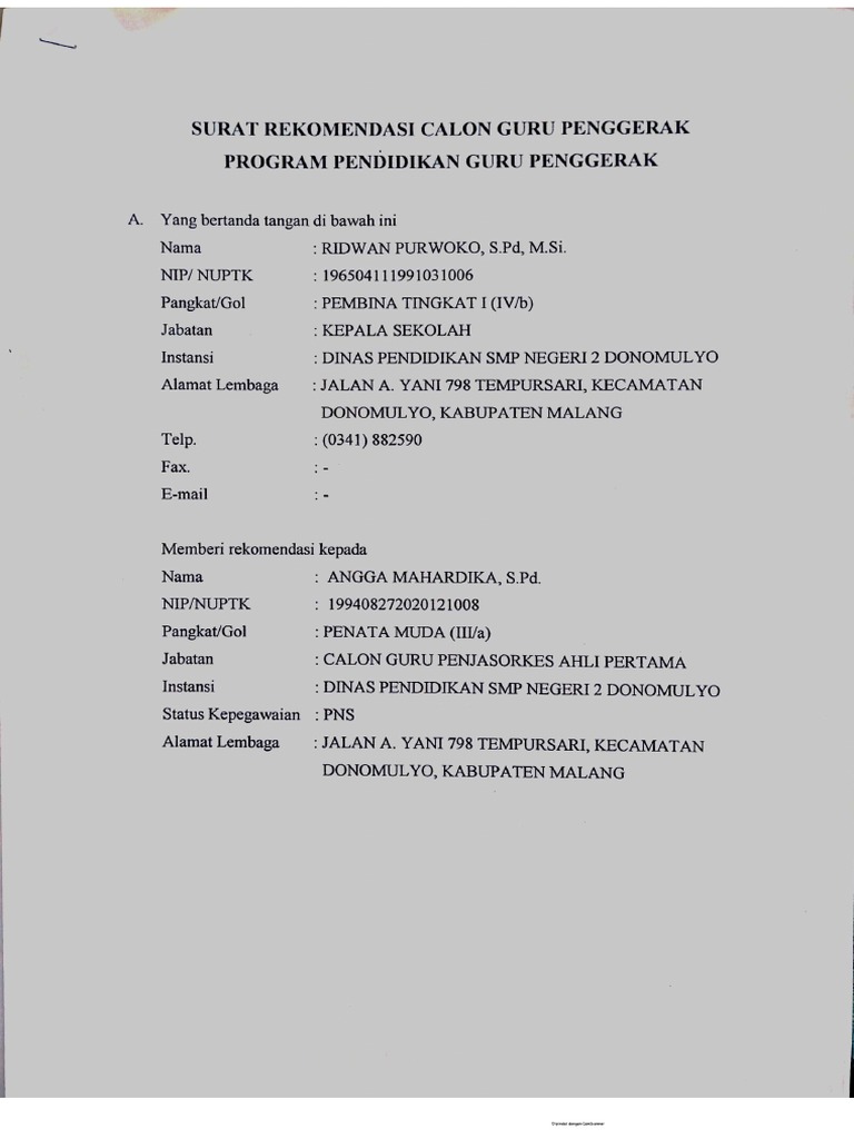 Contoh Syarat CGP Angkatan 7 | PDF
