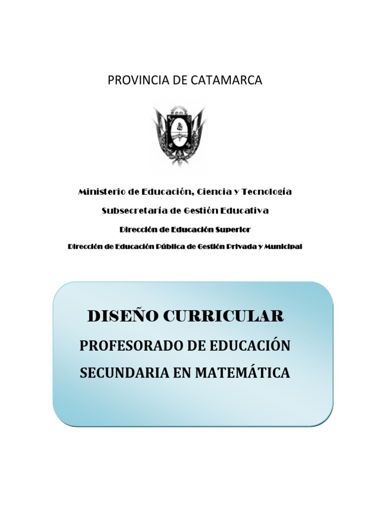 DC Profesorado de Educacion Secundaria en Matematica | PDF | Plan de ...