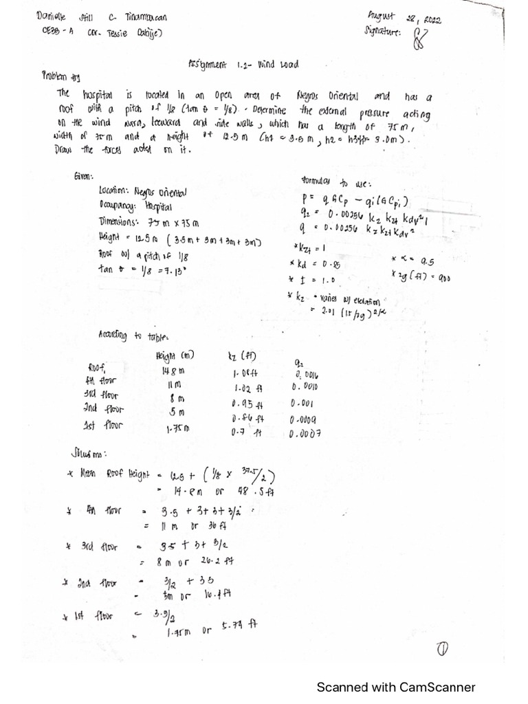 TINAMBACAN, D.S. Assignment 1.2 - Wind Load | PDF