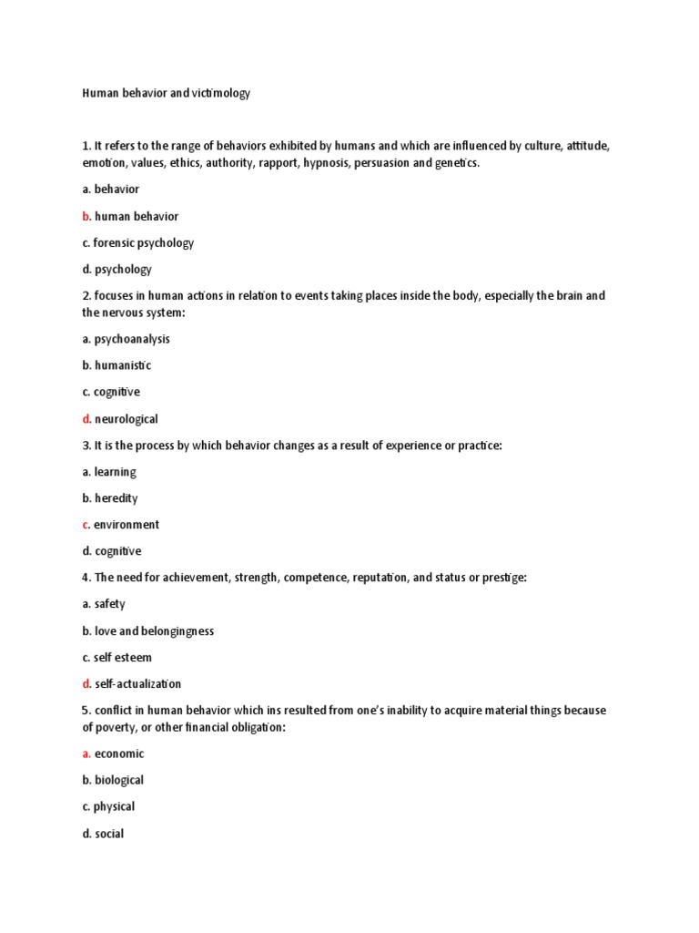 Human Behavior Question | PDF | Id | Motivation