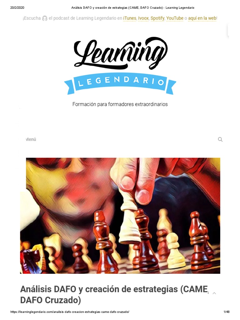 Análisis DAFO y Creación de Estrategias (CAME, DAFO Cruzado) - Learning Legendario | PDF ...