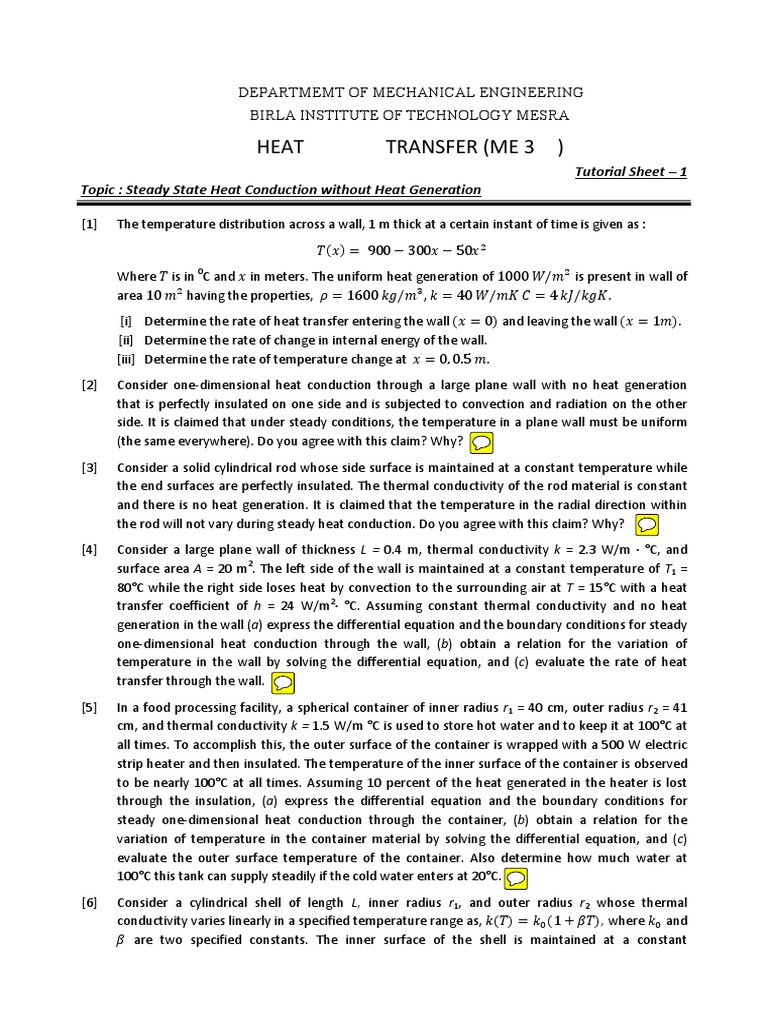 HMT - TS 1 | PDF | Heat Transfer | Thermal Conduction