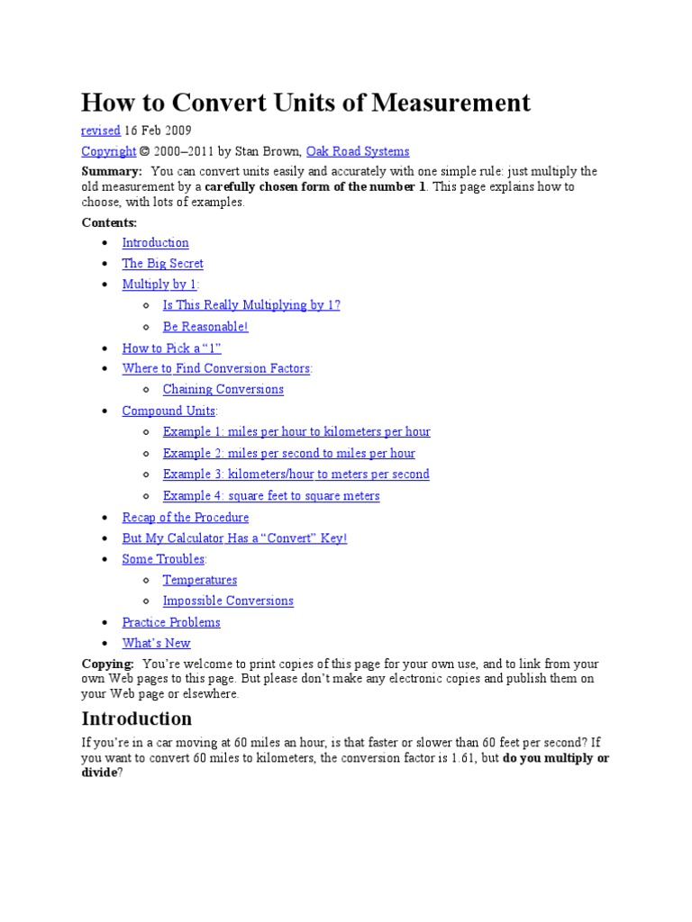 How To Convert Units of | PDF | Pound (Mass) | Troy Weight