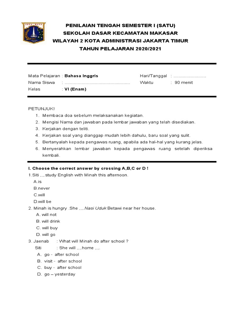 Bahasa Inggris Kelas 6 | PDF