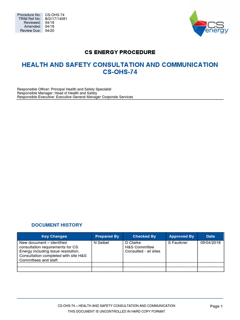 Health and Safety Consultation Procedure | PDF | Occupational Safety ...