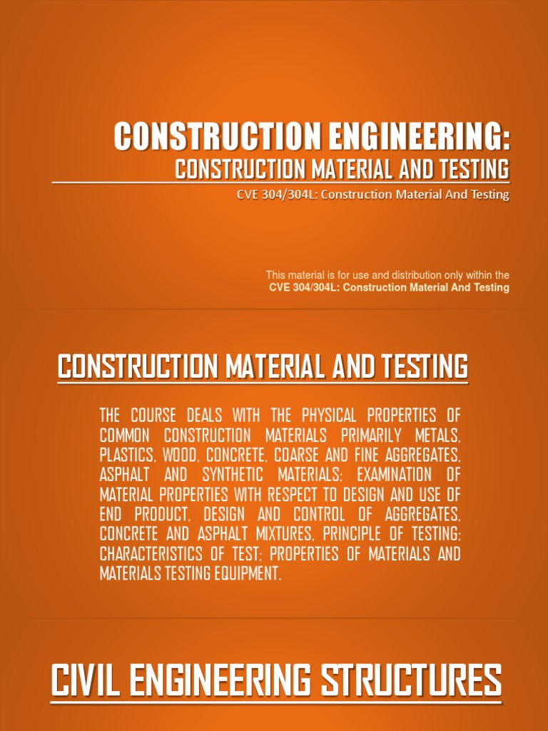 Construction Materials and Testing. 01. Introduction (Part 1) | PDF ...