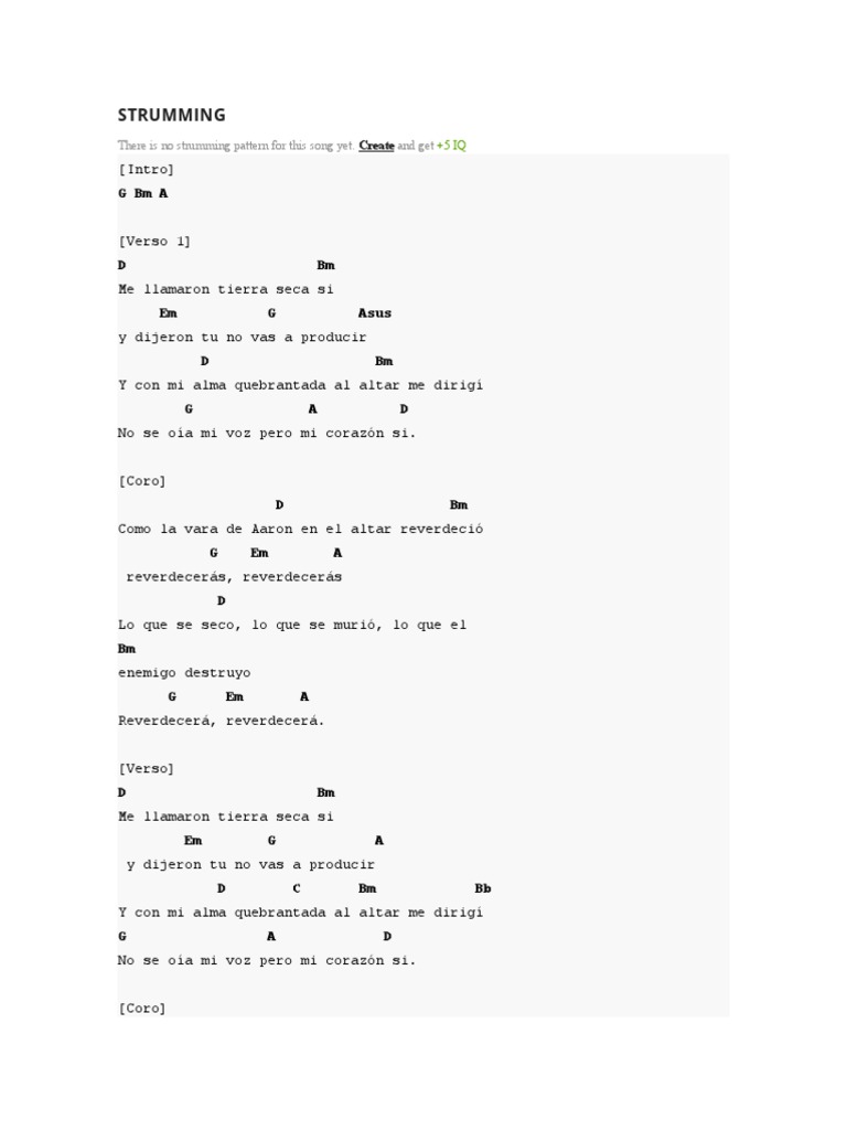 Letra y acordes de "Reverdecerás" | PDF
