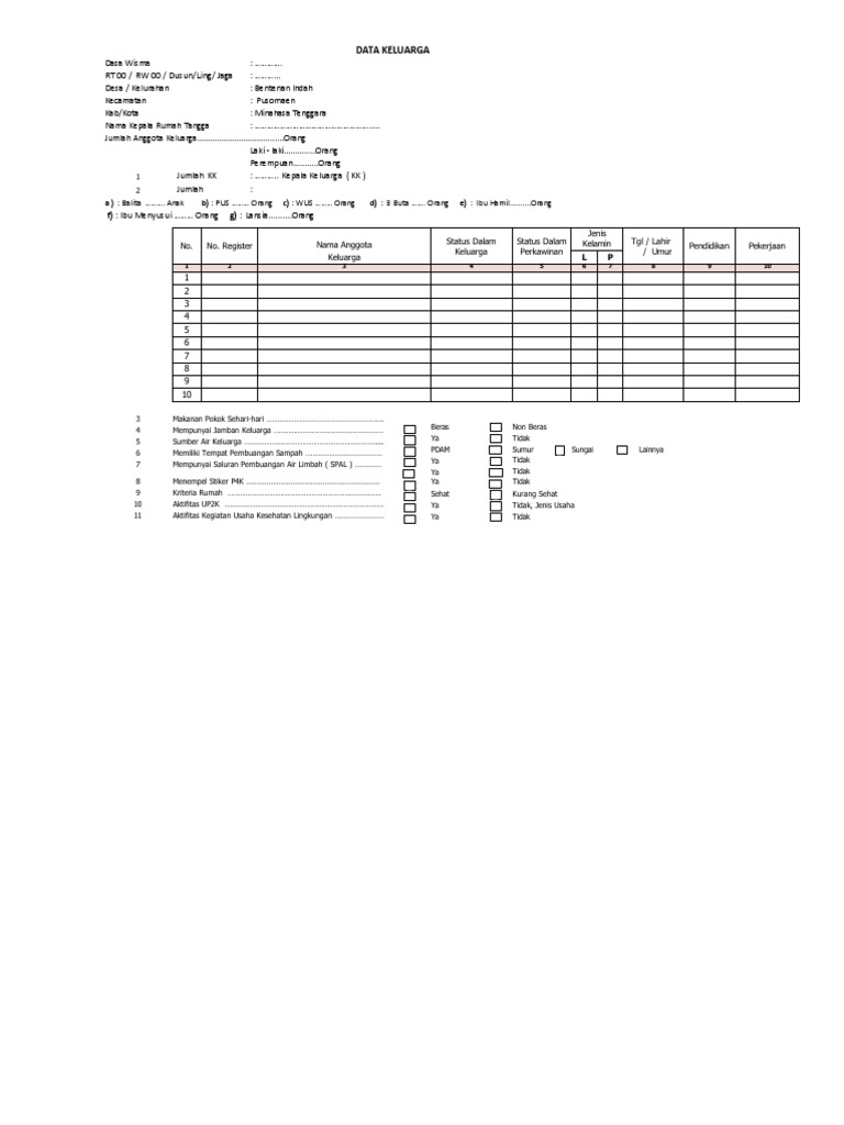 Buku Data Keluarga Lampiran III 14 2axlsx | PDF