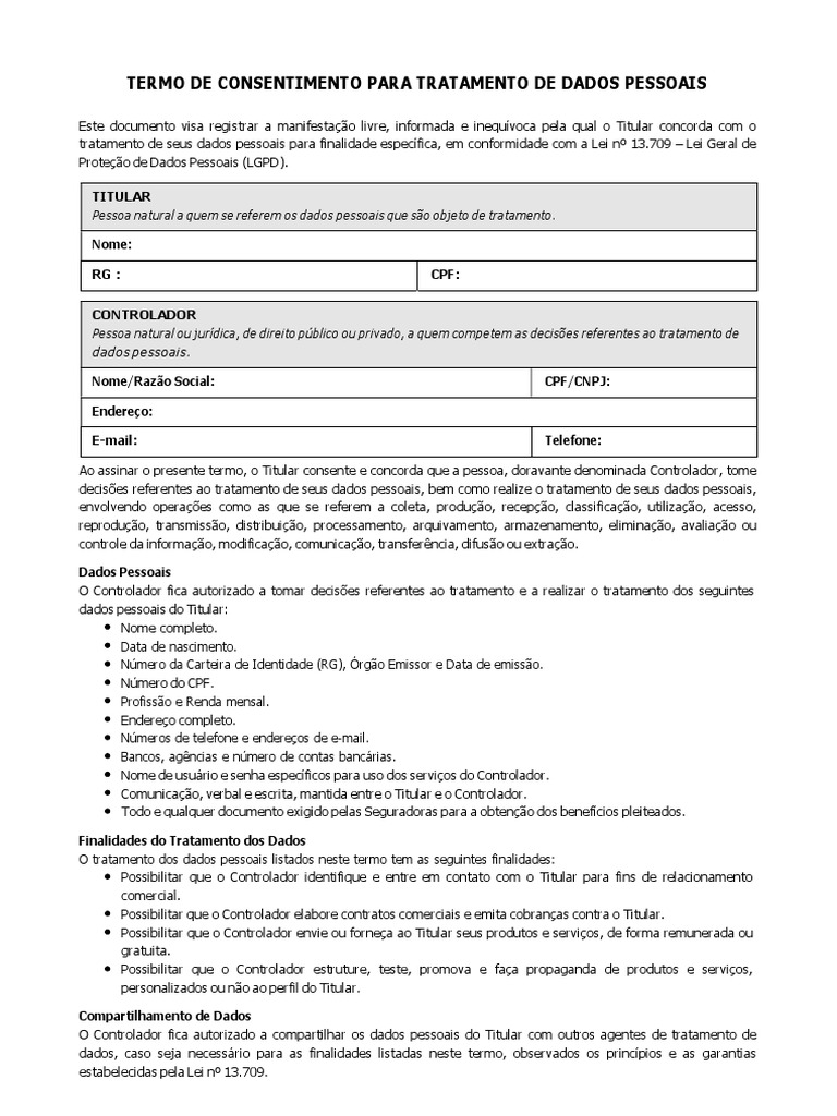tERMO DE cONSENTIMENTO | PDF | Dados