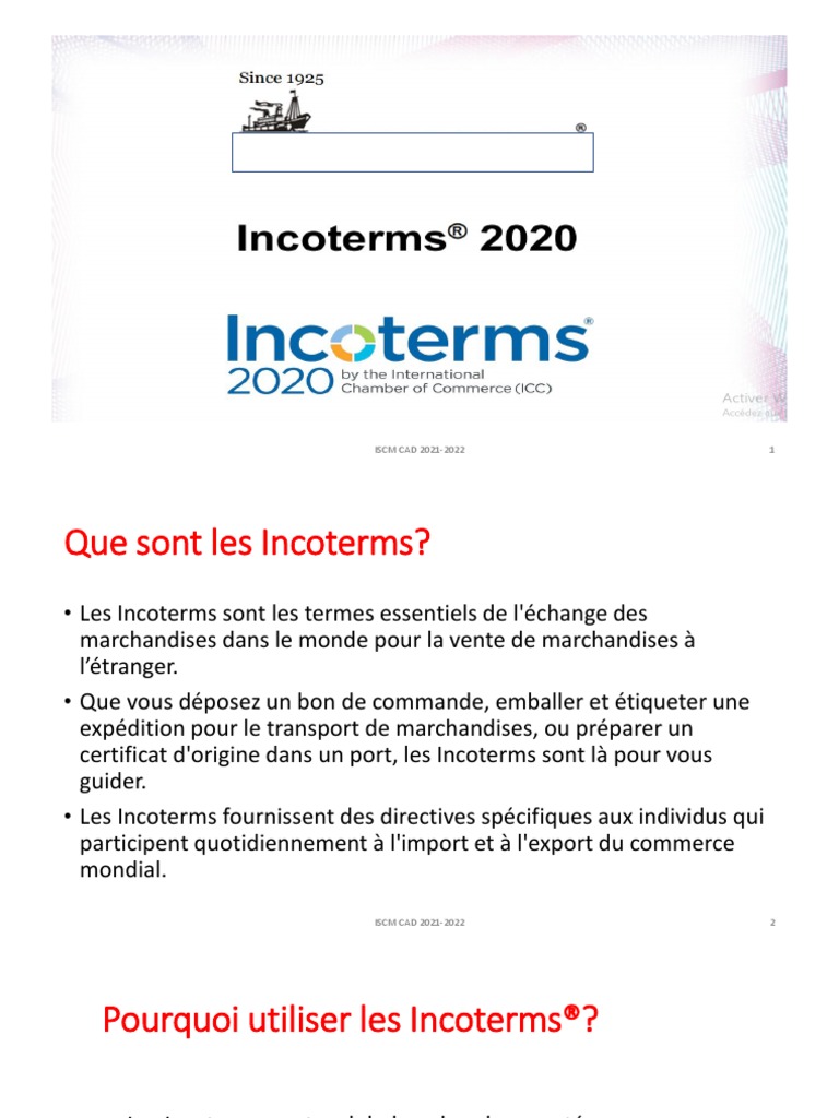 Incoterms 2021 | PDF | Transport de marchandises | Commerce