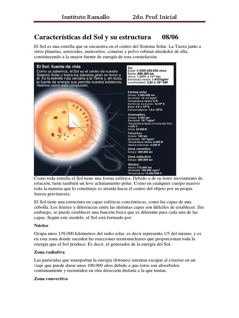 Características Del Sol Estructura | PDF | Dom | Tierra