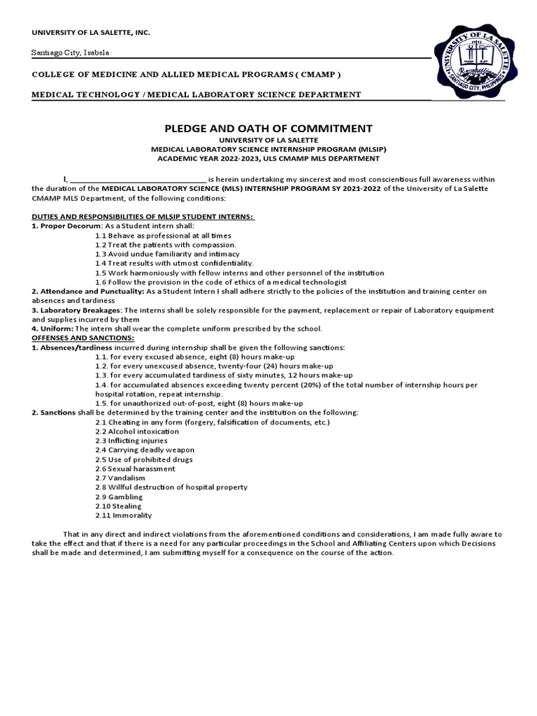 Pledge and Oath of Commitment | PDF | Health Care | Health Sciences