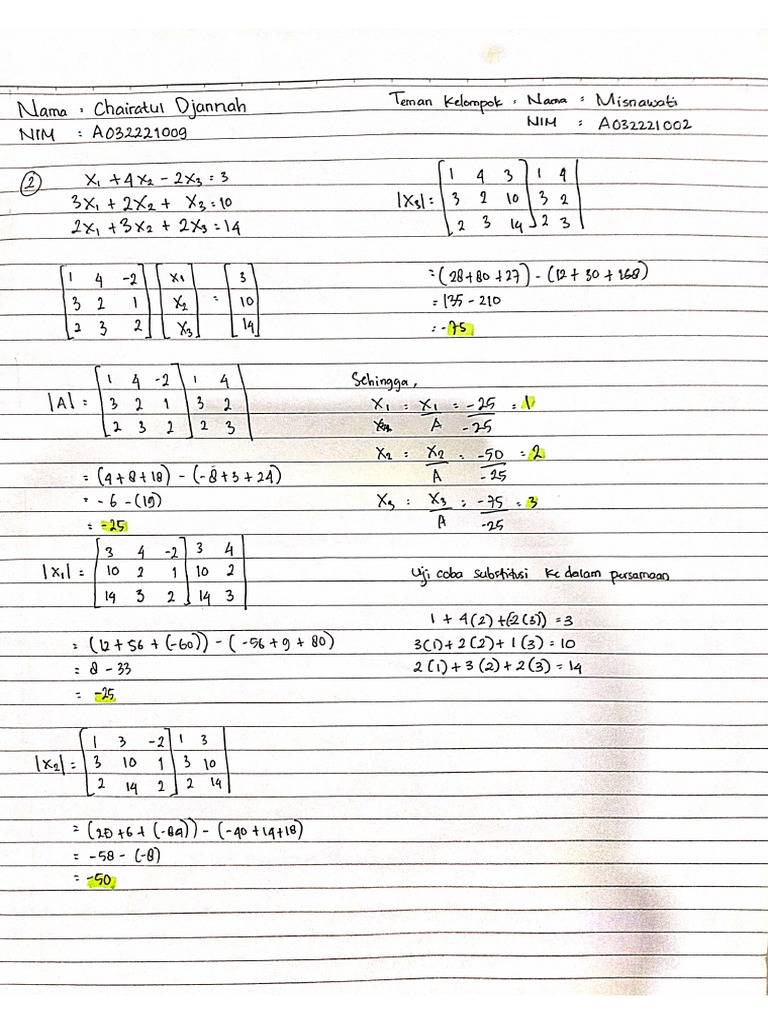 Tugas Matriks Chairatul Djannah A032221009 | PDF
