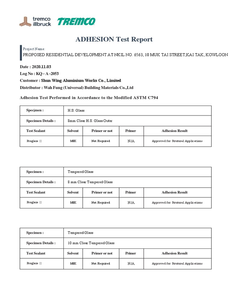 Adhesion Report KQ-A-2053 | PDF | Business